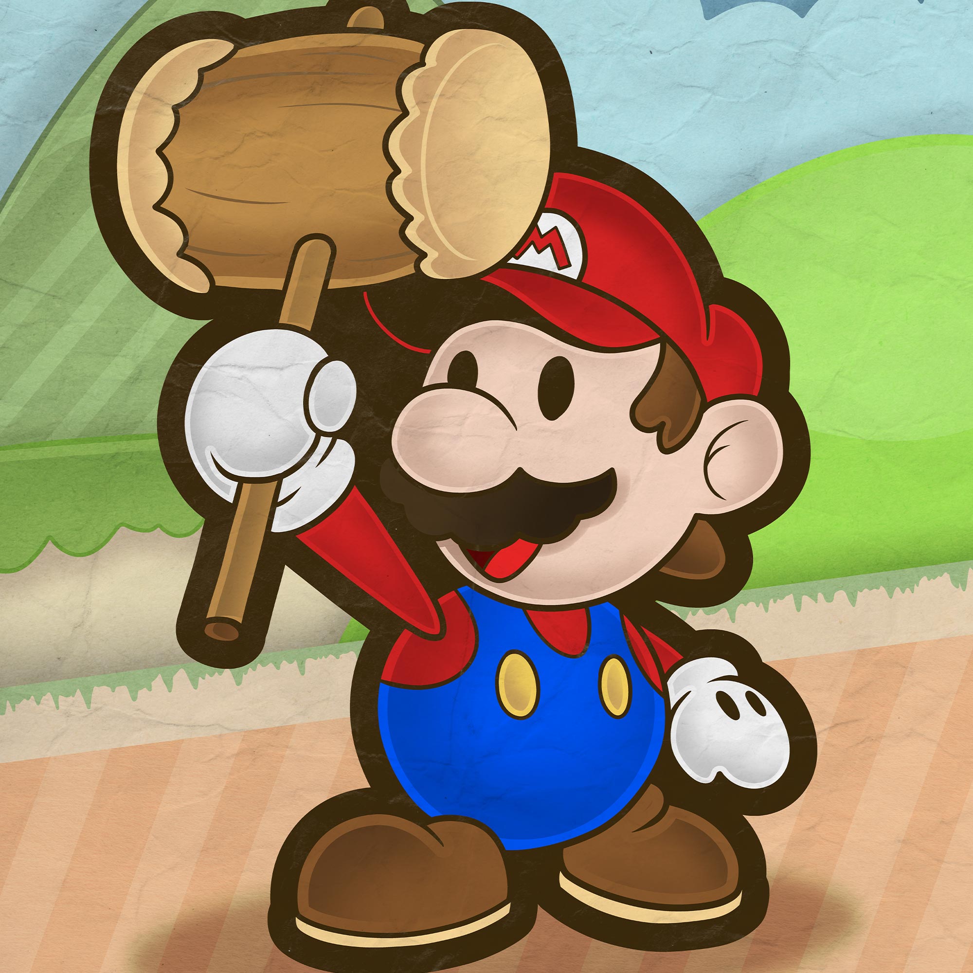 Super Mario Using His Hammer in Nintendo Paper Mario Video Game Series ...