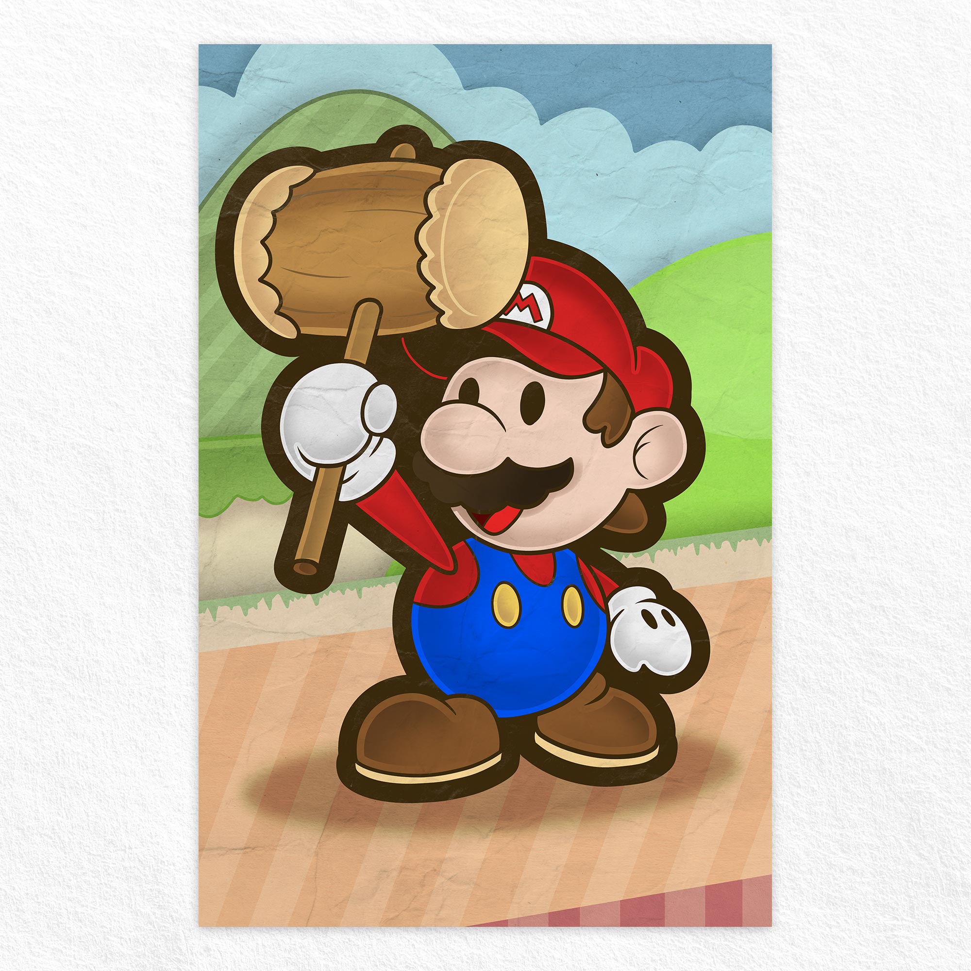 Super Mario Using His Hammer in Nintendo Paper Mario Video Game Series ...