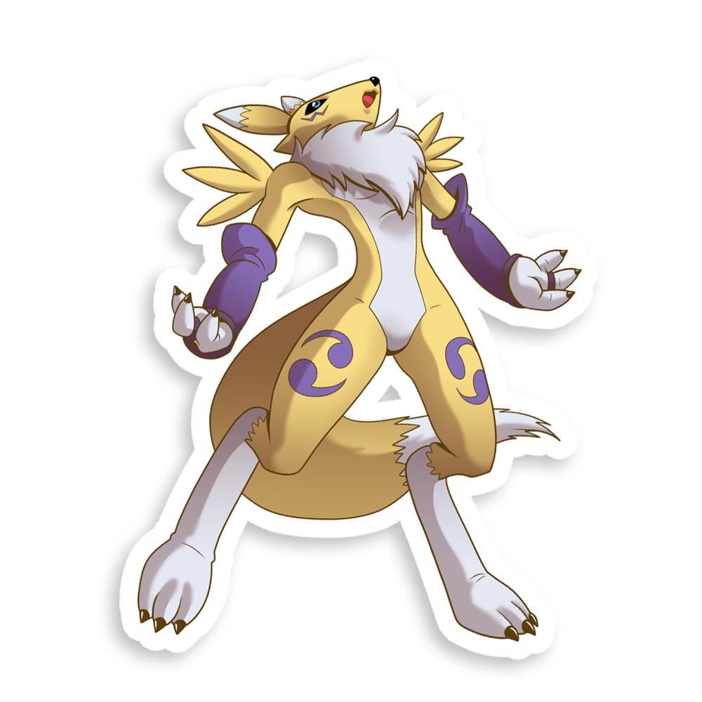 Renamon Rising from Digimon Tamers Vinyl Sticker by James Art Ville