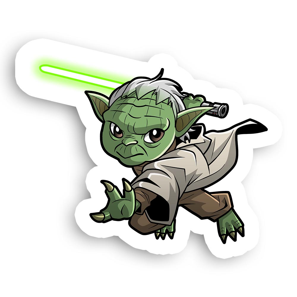 Jedi Master Yoda 3" Die-Cut Glossy Vinyl Sticker by James Art Ville